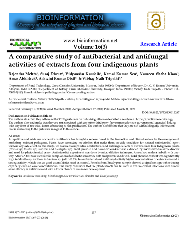 (PDF) A comparative study of antibacterial and antifungal activities of extracts from four ...
