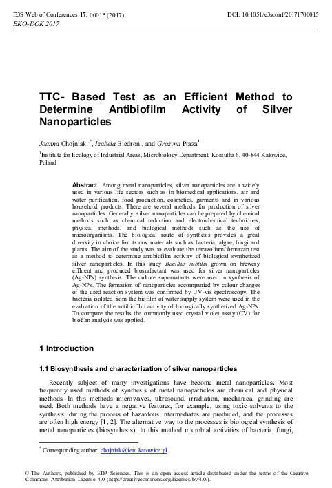 (PDF) TTC- Based Test as an Efficient Method to Determine Antibiofilm ...