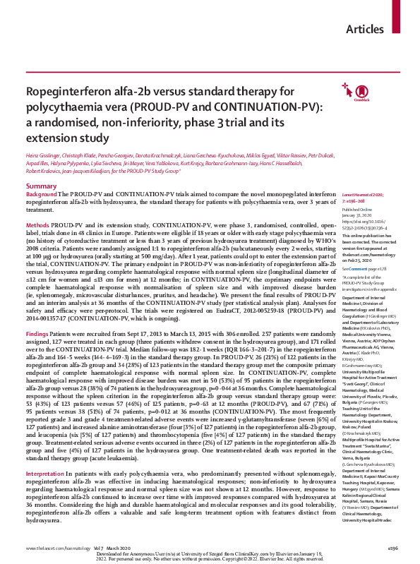 (PDF) Ropeginterferon alfa-2b versus standard therapy for polycythaemia ...