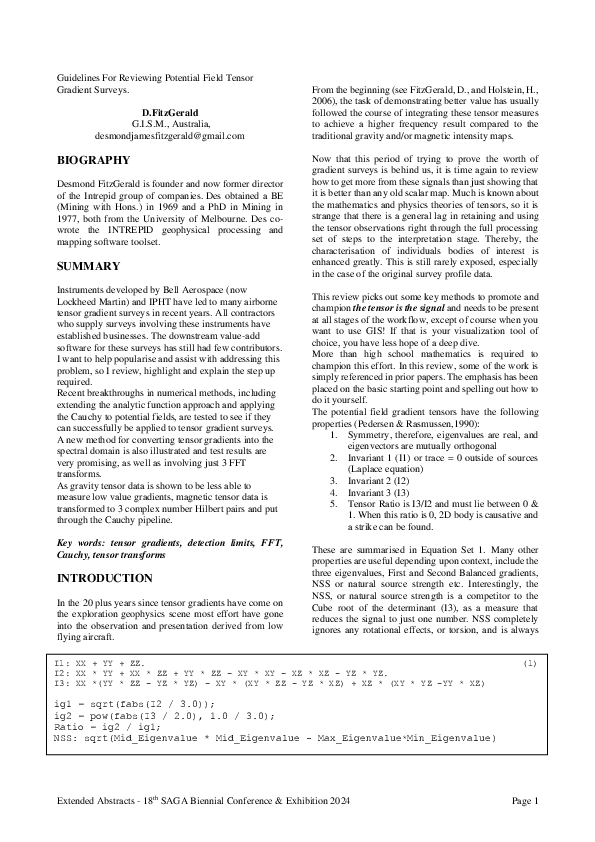 (PDF) Guidelines For Reviewing Potential Field Tensor Gradient Surveys