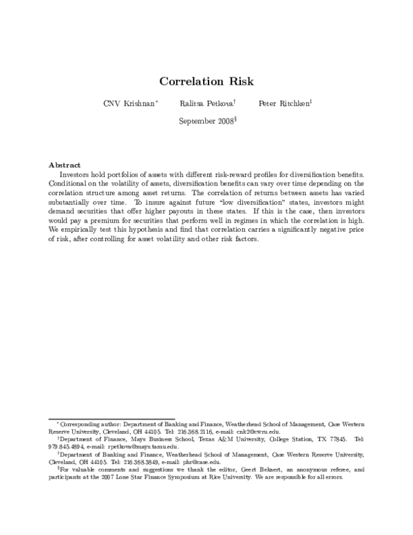 (PDF) Correlation Risk