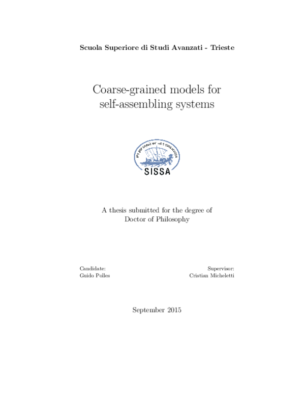 (PDF) Coarse-grained models for self-assembling systems
