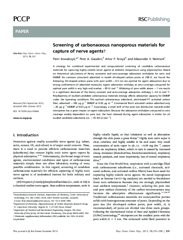 (PDF) Screening of carbonaceous nanoporous materials for capture of ...