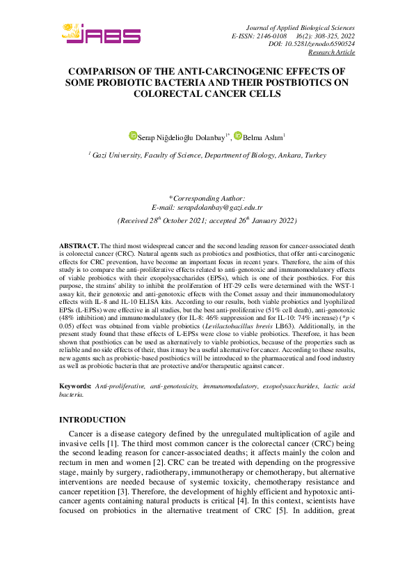 (PDF) Comparison of the Anti-Carcinogenic Effects of Some Probiotic ...