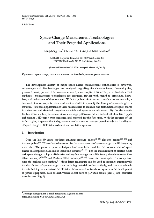 (PDF) Space Charge Measurement Technologies and Their Potential ...