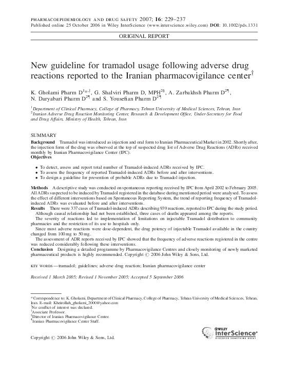 (PDF) New guideline for tramadol usage following adverse drug reactions ...