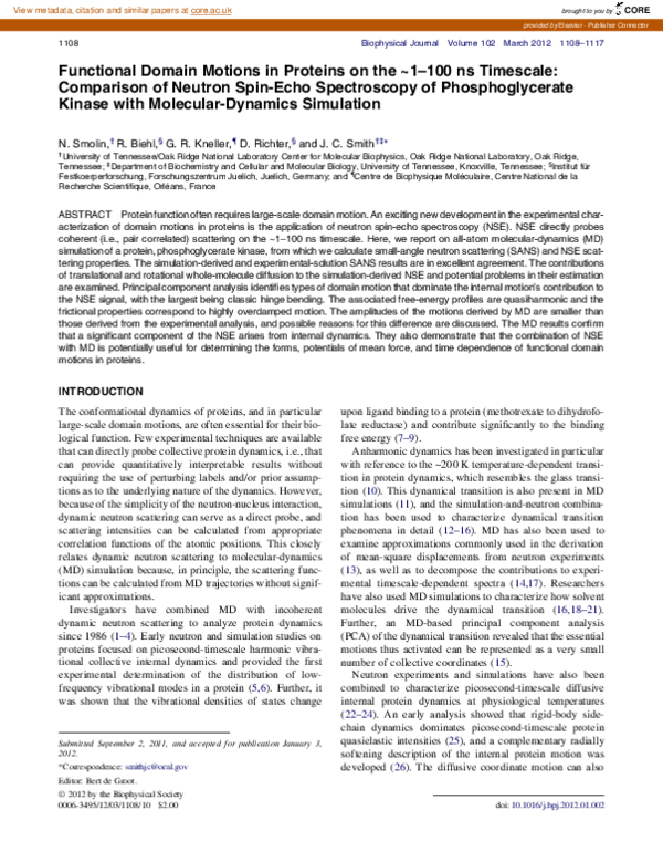 (PDF) Functional Domain Motions in Proteins on the ∼1–100 ns Timescale ...