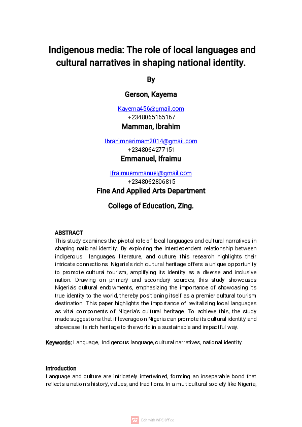 (PDF) Indigenous media: The role of local languages and cultural ...