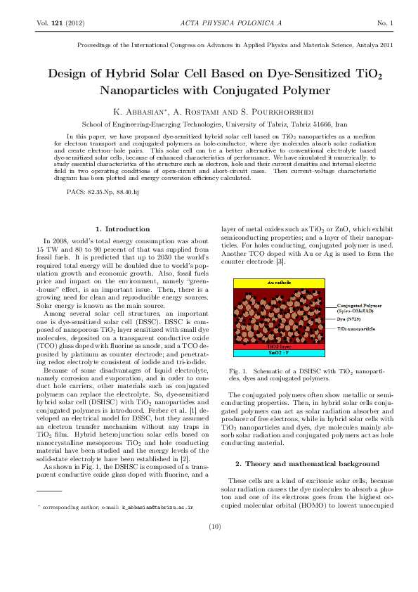 (PDF) Design of Hybrid Solar Cell Based on Dye-Sensitized ...