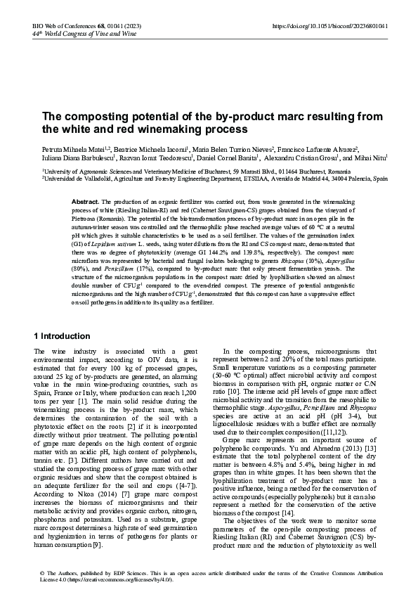 (PDF) The composting potential of the by-product marc resulting from ...