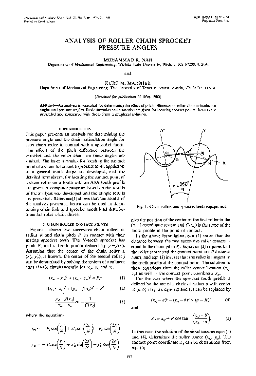 (PDF) Analysis of roller chain sprocket pressure angles