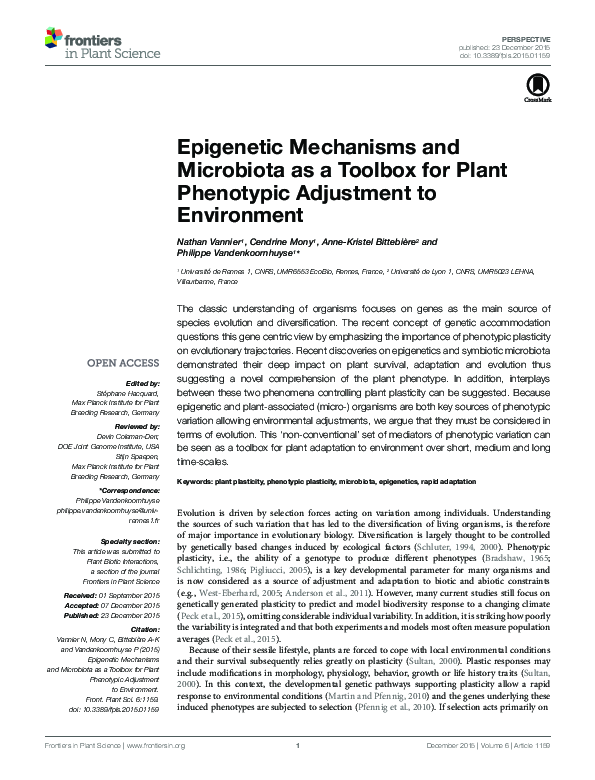 (PDF) Epigenetic Mechanisms and Microbiota as a Toolbox for Plant Phenotypic Adjustment to ...