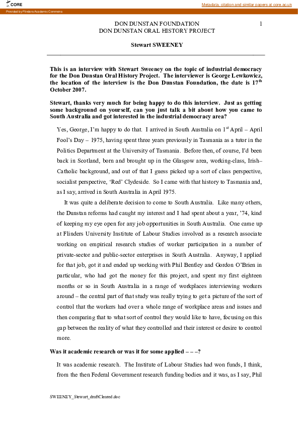 (PDF) Interview with Stewart Sweeney