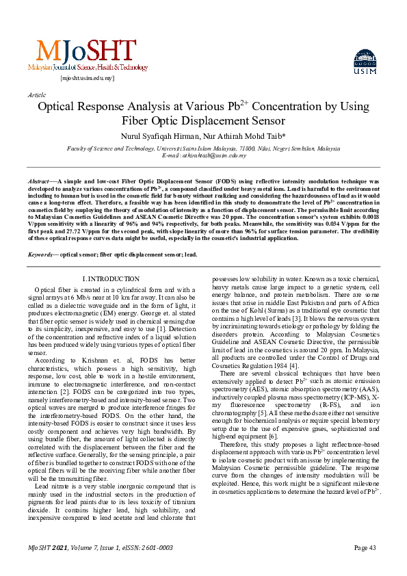(PDF) Optical Response Analysis at Various Pb2+ Concentration by Using ...