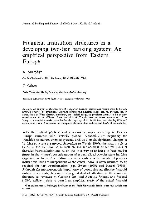 (PDF) Financial institution structures in a developing two-tier banking ...