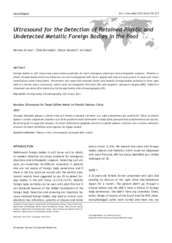 (PDF) Ultrasound for the Detection of Retained Plastic and Undetected ...