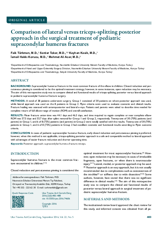 (PDF) The Comparison of Lateral versus Triceps Splitting Posterior ...