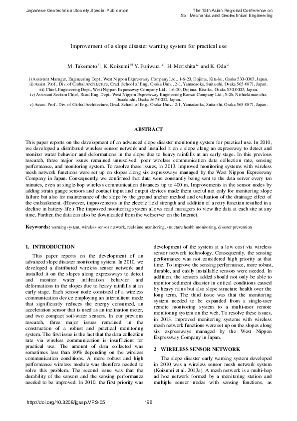 (PDF) Improvement of a slope disaster warning system for practical use