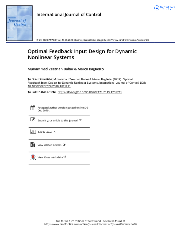 (PDF) Optimal feedback input design for dynamic nonlinear systems