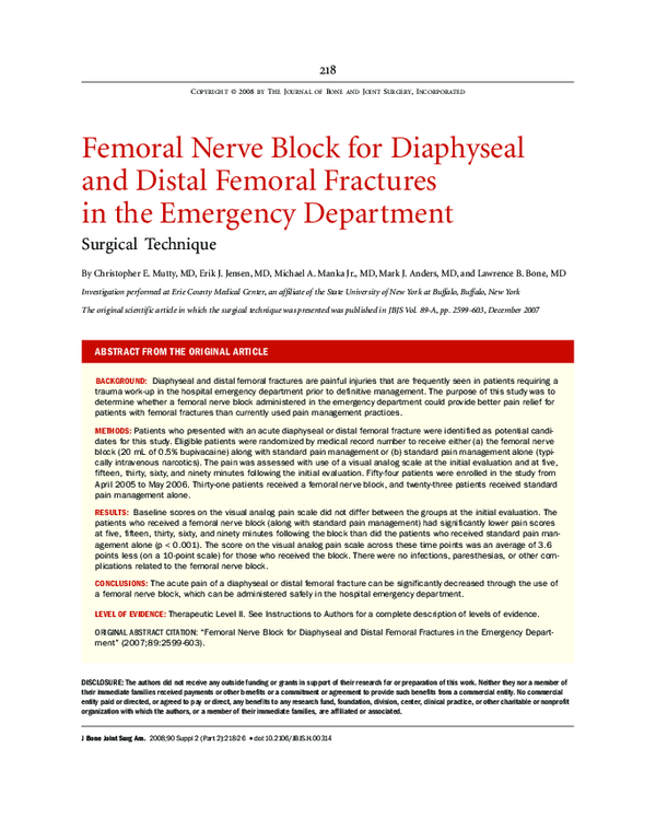 (PDF) Femoral Nerve Block for Diaphyseal and Distal Femoral Fractures ...