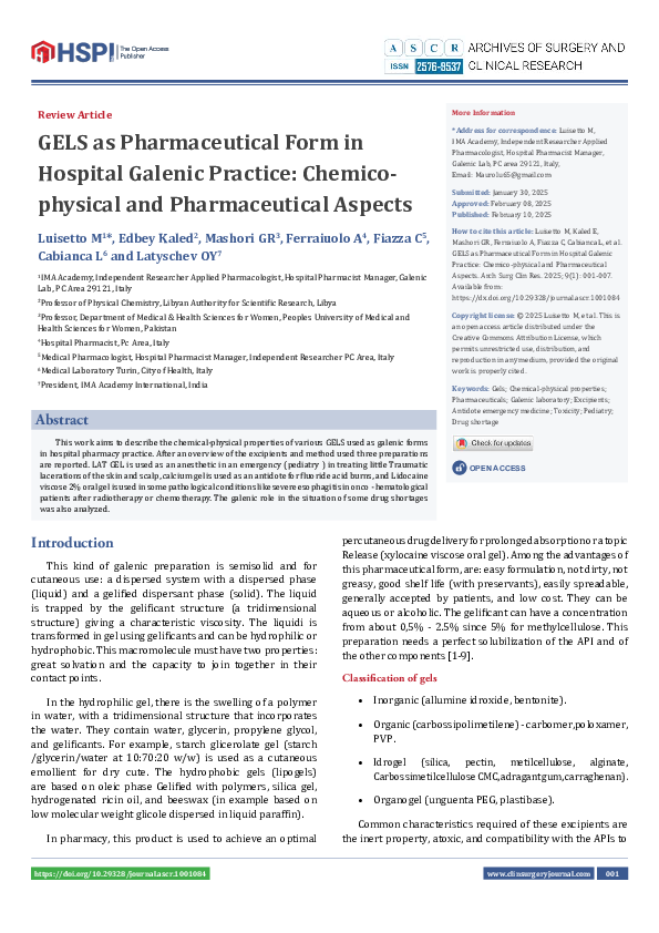 (PDF) GELS as Pharmaceutical Form in Hospital Galenic Practice ...