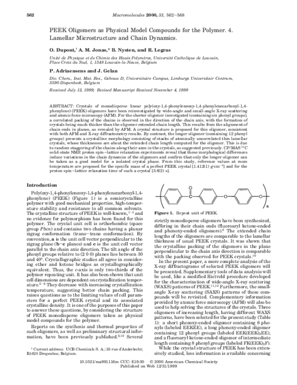 (PDF) PEEK Oligomers as Physical Model Compounds for the Polymer. 4 ...