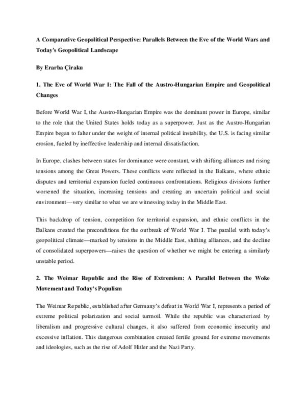 (PDF) A Comparative Geopolitical Perspective: Parallels Between the Eve ...