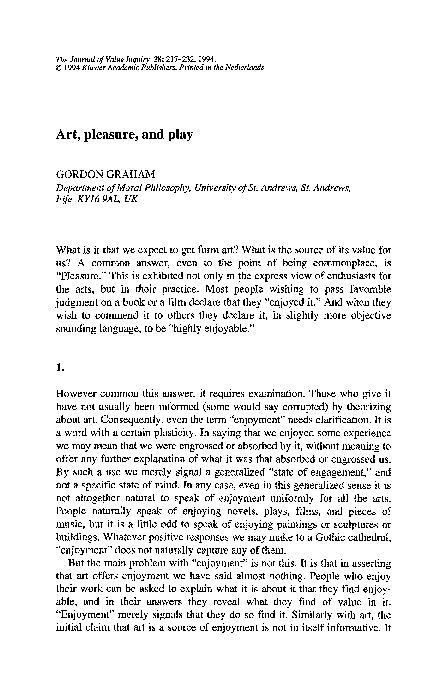 (PDF) Art, pleasure, and play