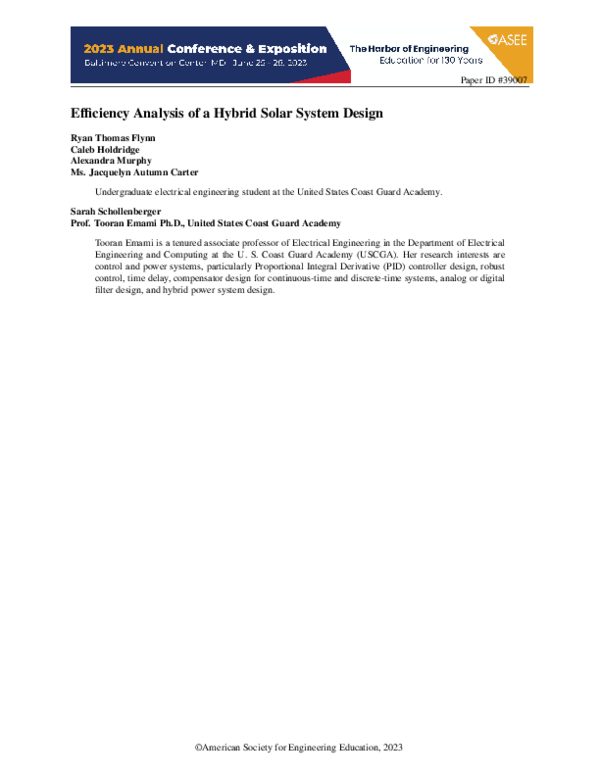 (PDF) Efficiency Analysis of a Hybrid Solar System Design