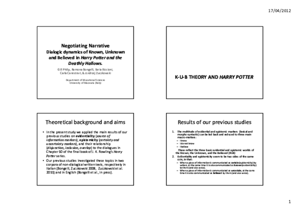 (PDF) Negotiating Narrative: Dialogic dynamics of Known, Unknown and ...