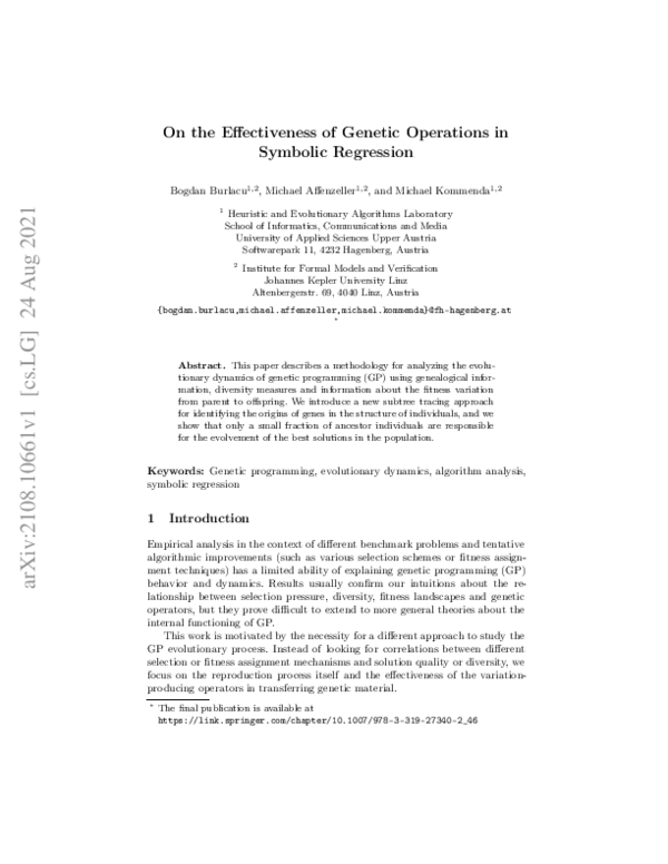 (PDF) On the Effectiveness of Genetic Operations in Symbolic Regression