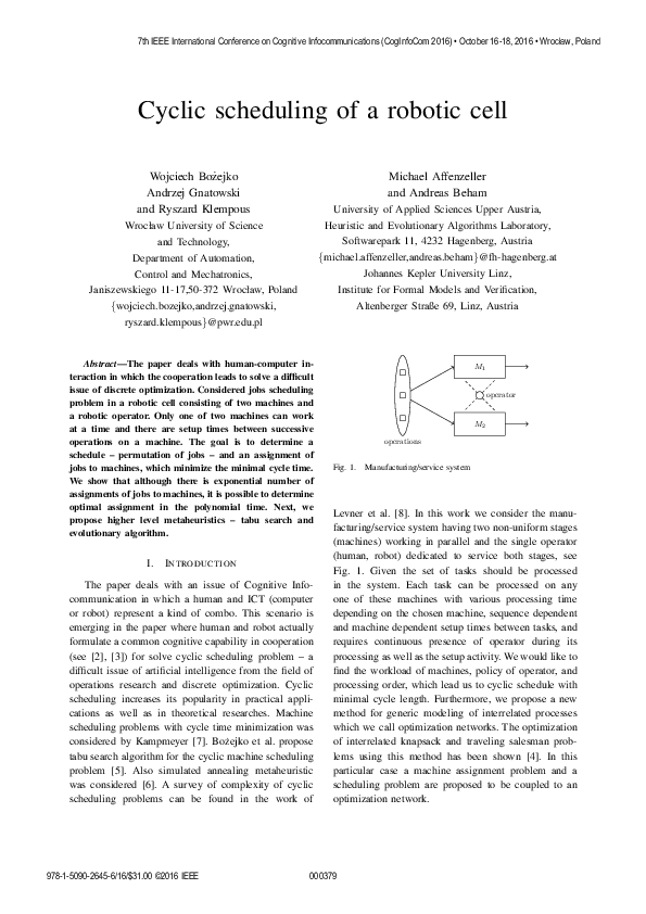(PDF) Cyclic scheduling of a robotic cell