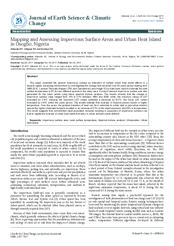 (PDF) Mapping and Assessing Impervious Surface Areas and Urban Heat ...
