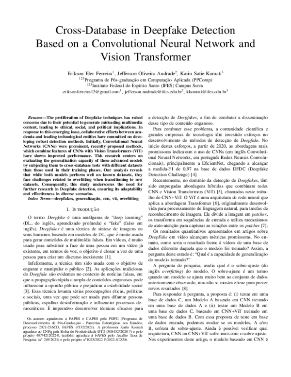(PDF) Cross-Database in Deepfake Detection Based on a Convolutional Neural Network and Vision ...