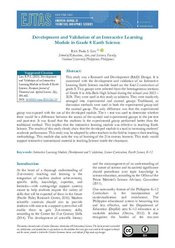 (PDF) Development and Validation of an Interactive Learning Module in ...