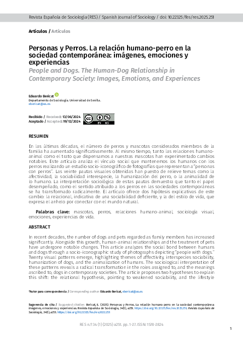 (PDF) Personas y Perros. La relación humano-perro en la sociedad ...