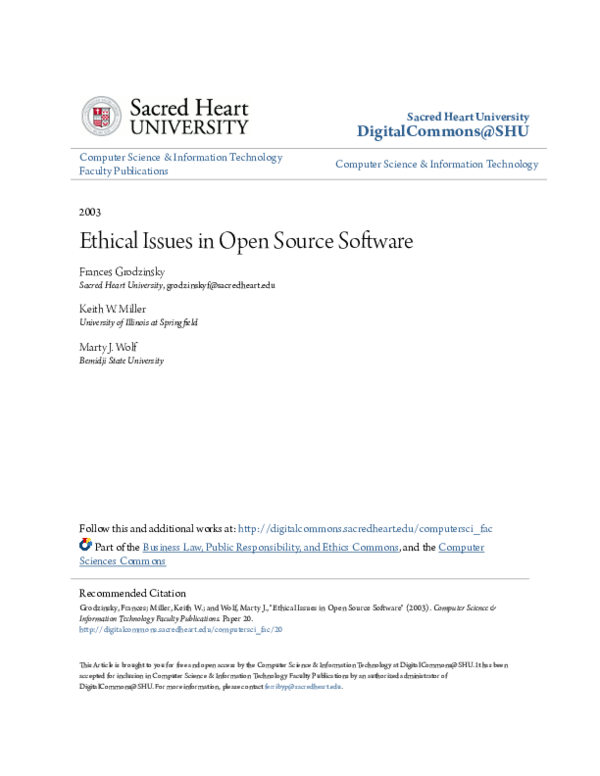 (PDF) Ethical issues in open source software