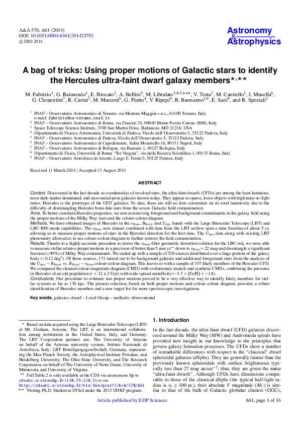 (PDF) A bag of tricks: Using proper motions of Galactic stars to ...