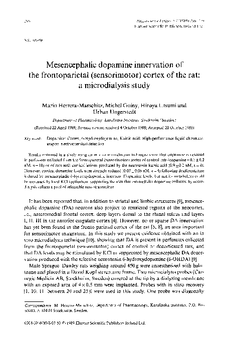 (PDF) Mesencephalic dopamine innervation of the frontoparietal ...