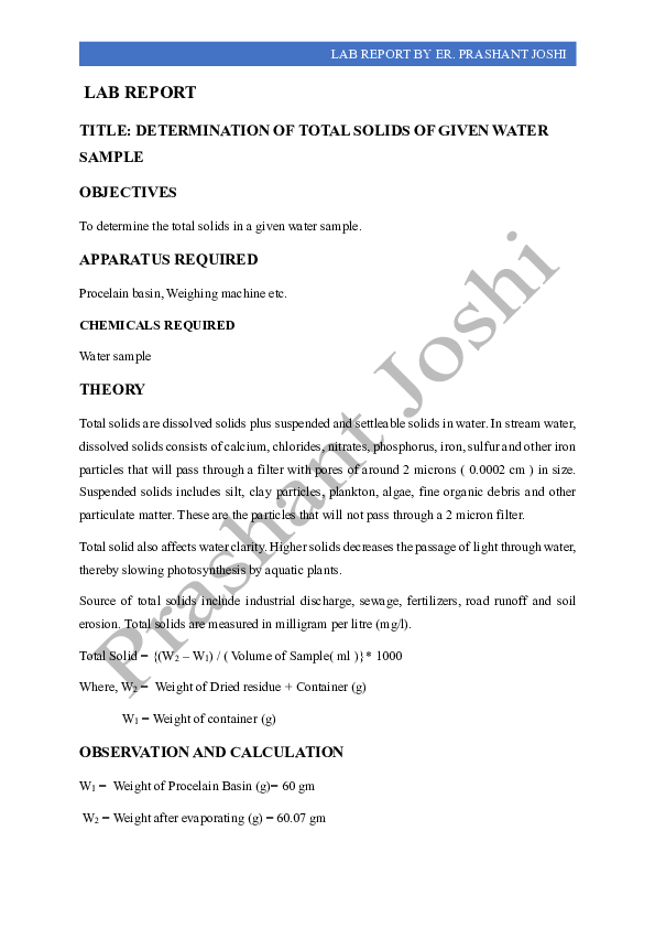 (PDF) Water Supply Engineering Practical Report