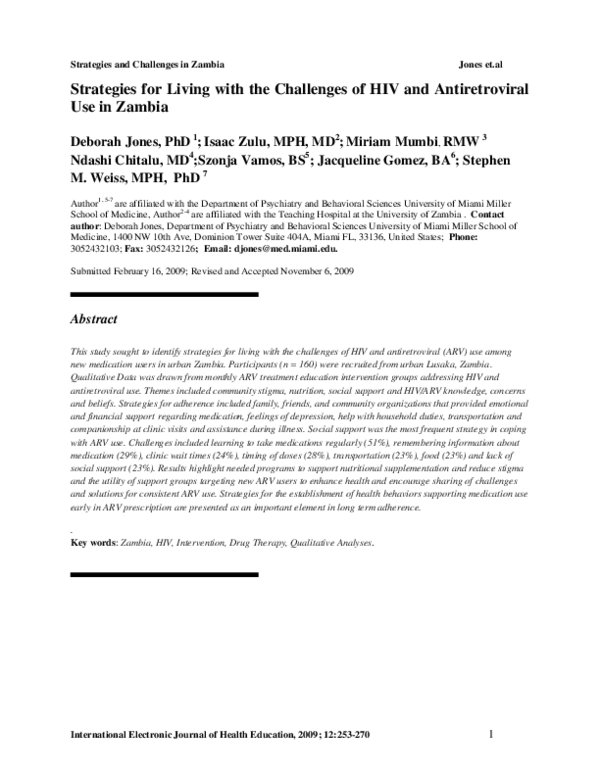 (PDF) Strategies for living with the challenges of HIV and ...