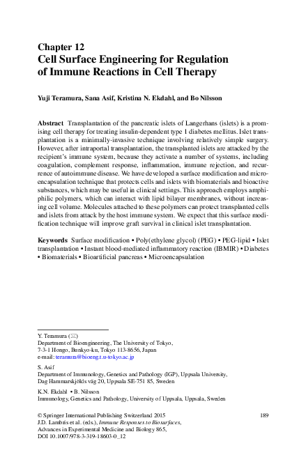 (PDF) Cell Surface Engineering for Regulation of Immune Reactions in Cell Therapy