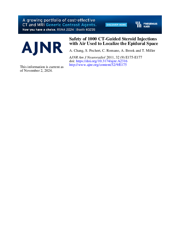 (PDF) Safety of 1000 CT-Guided Steroid Injections with Air Used to ...