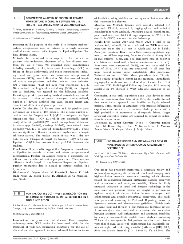 (PDF) E-187 Comparative analysis of procedure related morbidity and ...