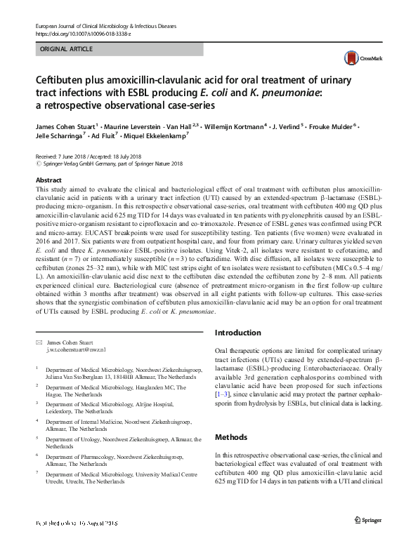 (PDF) Ceftibuten plus amoxicillin-clavulanic acid for oral treatment of ...