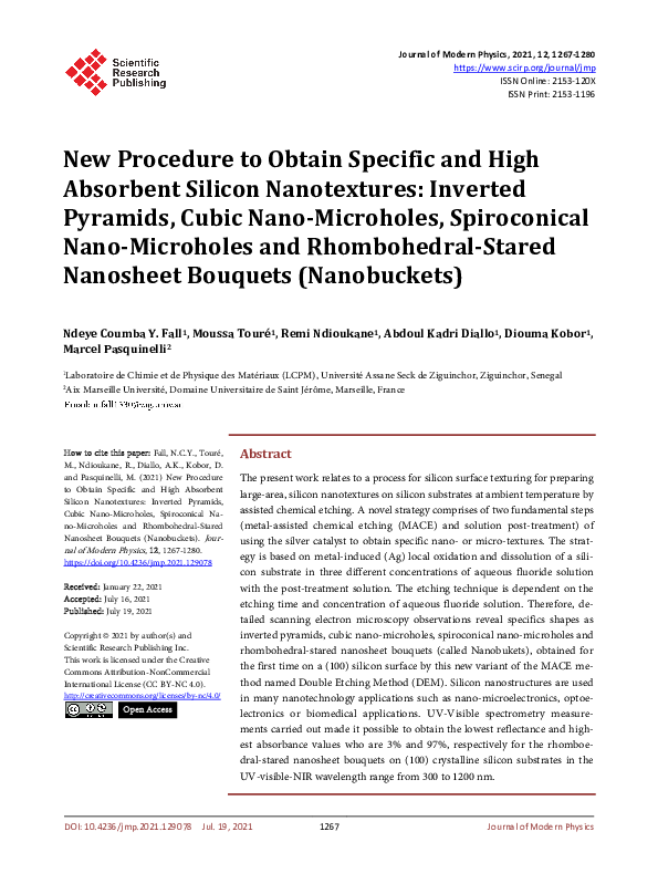 (PDF) New Procedure to Obtain Specific and High Absorbent Silicon ...
