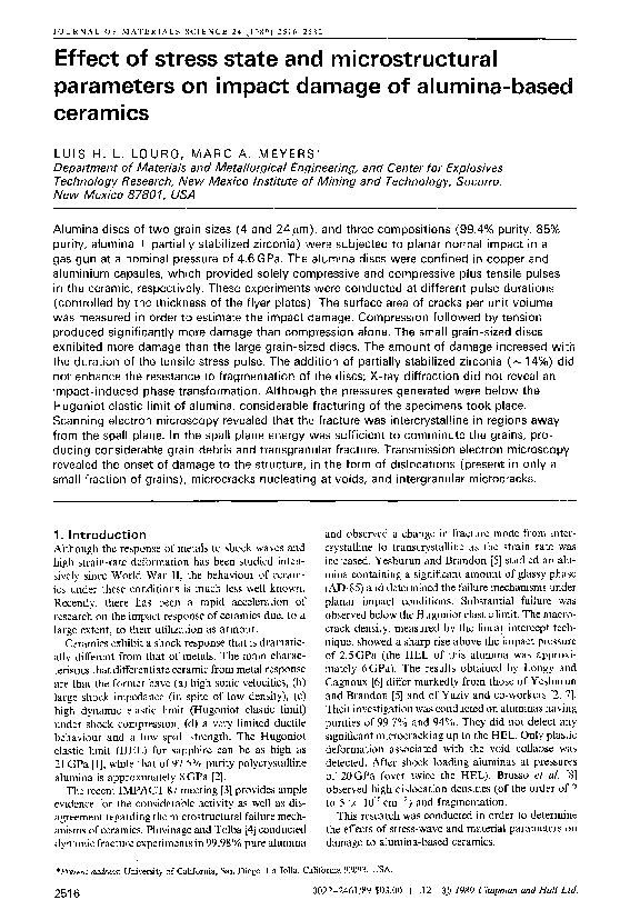 (PDF) Effect of stress state and microstructural parameters on impact damage of alumina-based ...