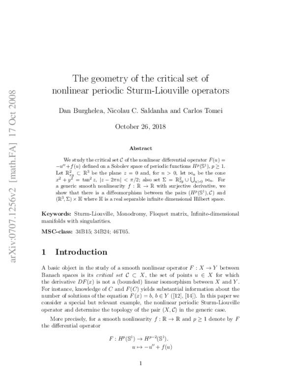 (PDF) The geometry of the critical set of nonlinear periodic Sturm–Liouville operators