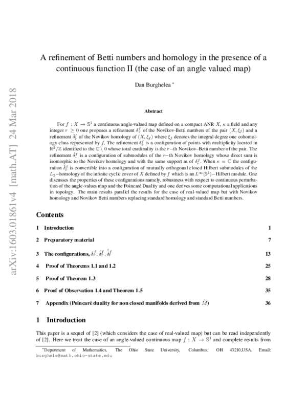 (PDF) A refinement of Betti numbers and homology in the presence of a ...