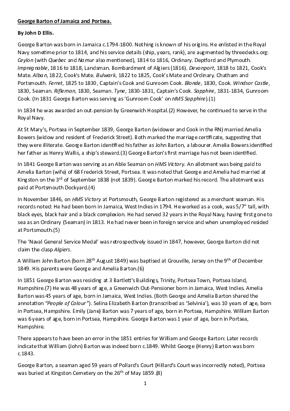 (PDF) George Barton of Jamaica and Portsea